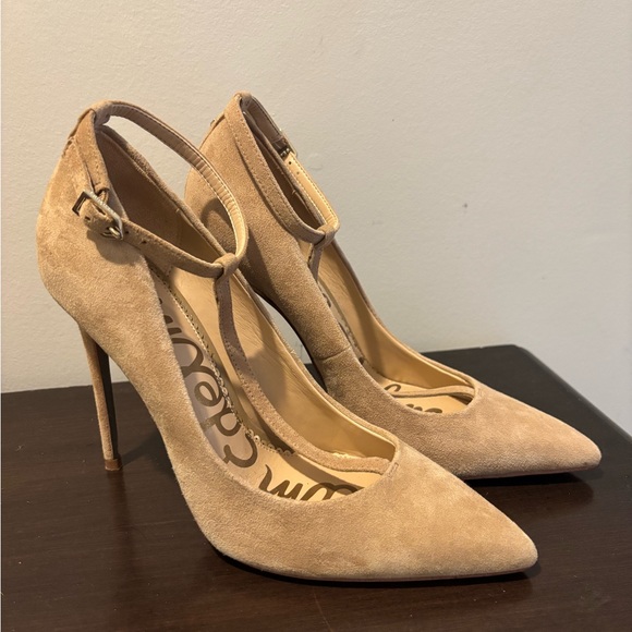Sam Edelman | Shoes | Sam Edelman Tan Heels With Ankle Strap And Cutout ...